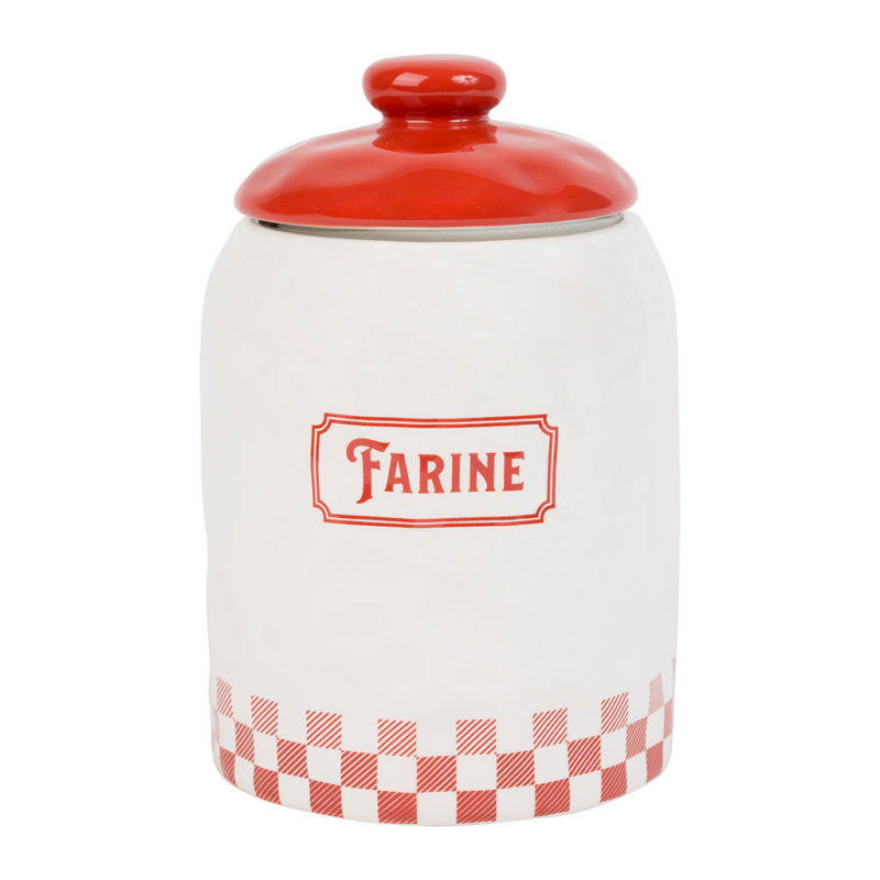 Pot À Farine Avec Couvercle Blanc Et Rouge Gaston Comptoir De Famille ...